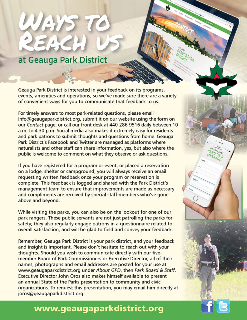 Ways to Reach Us at Geauga Park District | Geauga Park DistrictGeauga ...